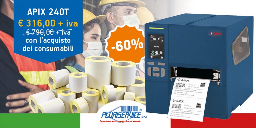 Stampante per etichette industriale Apix 240T in promozione